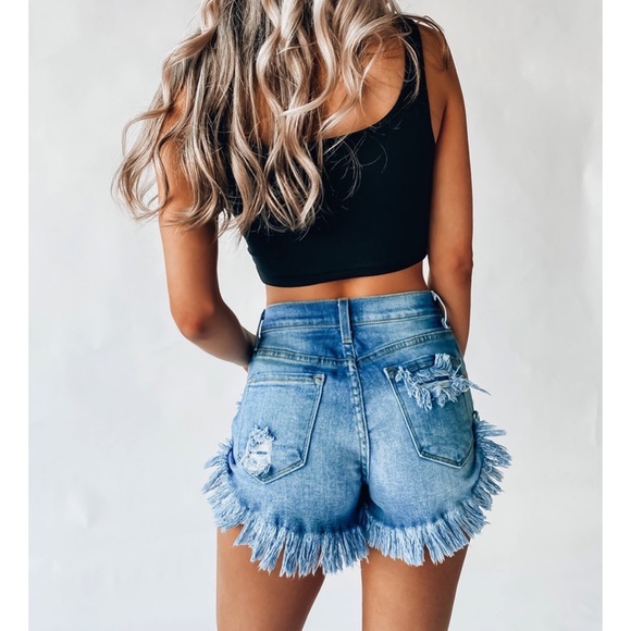 Vibrant | Shorts | Out Of The Blue Fringe Shorts Medium Wash | Poshmark